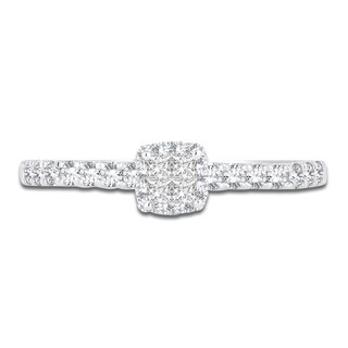 Princess & Round-Cut Diamond Engagement Ring 3/8 ct tw 14K White Gold ...