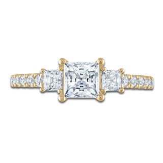 Princess & Round-Cut Diamond 3-Stone Engagement Ring 1-1/4 ct tw 14K ...