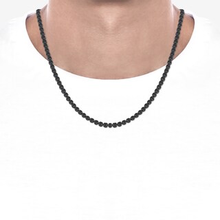 Men's Black Diamond Tennis Necklace 5 ct tw Round 10K White Gold 22 ...