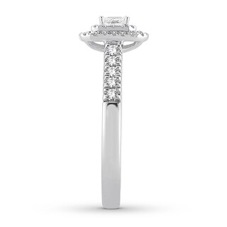 Diamond Promise Ring 1/2 ct tw Emerald/Round 10K White Gold | Jared