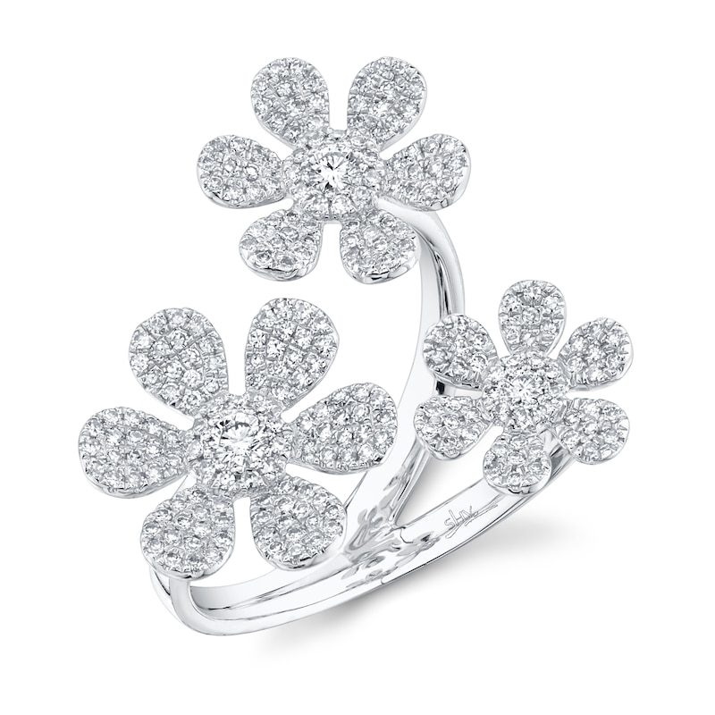 Shy Creation Diamond Flower Ring 5/8 ct tw 14K White Gold SC55007205 ...