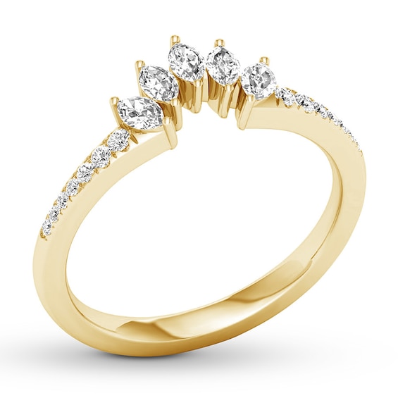 Diamond Contour Ring 1/3 ct tw Marquise/Round 14K Yellow Gold | Wraps ...
