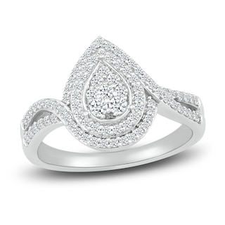 Diamond Teardrop Ring 1/2 ct tw Round Sterling Silver | Jared