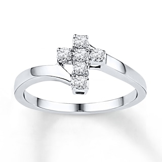 Cross Ring 1/5 ct tw Diamonds Sterling Silver | Jared