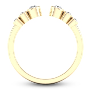 Diamond Bezel Open Cuff Wedding Band 1/5 ct tw Round 14K Yellow Gold ...