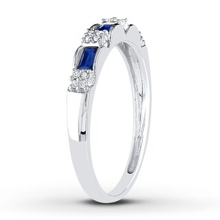 Natural Sapphire Ring 1/15 ct tw Diamonds 10K White Gold 3.5mm | Jared