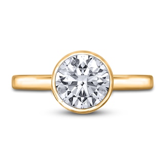 Diamond Solitaire Engagement Ring 2 ct tw Bezel-Set Round 14K Yellow ...