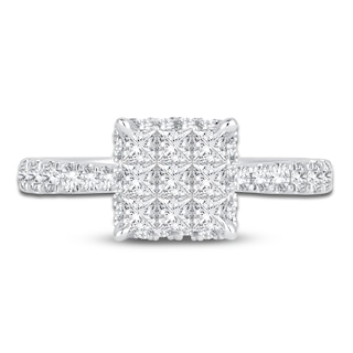 Princess & Round Cut Diamond Engagement Ring 1 ct tw 14K White Gold | Jared