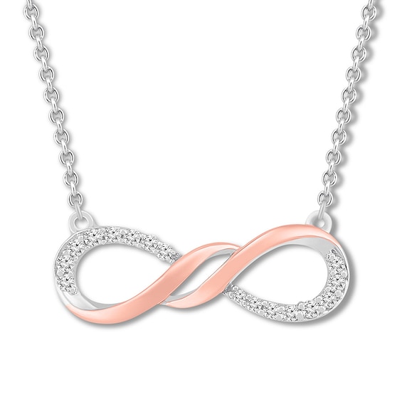 Diamond Infinity Necklace 1/10 ct. tw Sterling Silver/10K Rose Gold | Jared