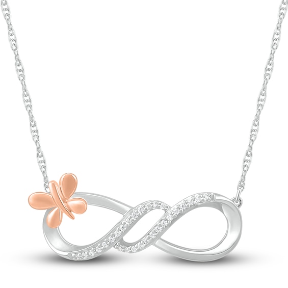 Diamond Infinity Necklace 1/20 ct tw Round Sterling Silver/10K Rose ...