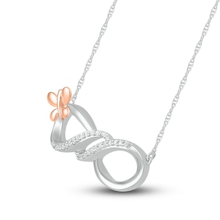 Diamond Infinity Necklace 1/20 ct tw Round Sterling Silver/10K Rose ...