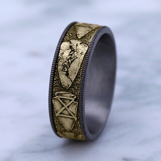 Men's Arrowhead Wedding Band Tantalum/14K Yellow Gold 7.5mm | Jared