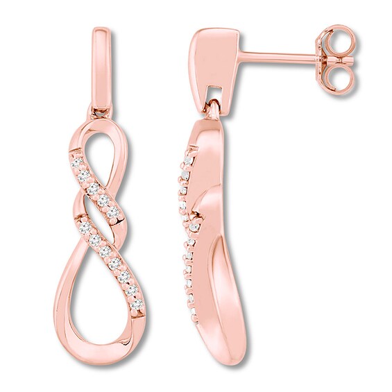 Diamond Infinity Earrings 1/20 ct tw 10K Rose Gold | Jared