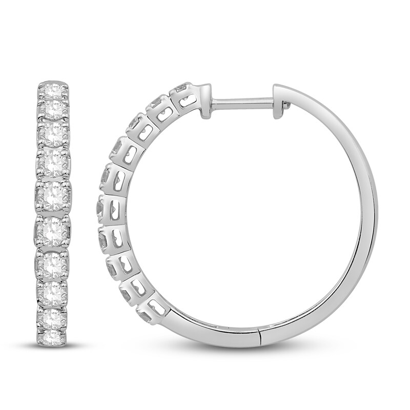 Diamond Hoop Earrings 1 ct tw Round 14K White Gold | Jared