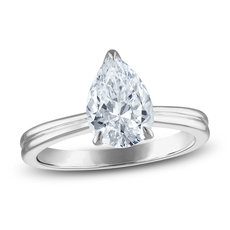 Certified Pear Diamond Solitaire Engagement Ring 1-1/2 ct tw 14K White ...