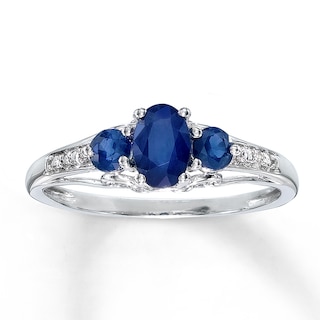 Natural Sapphire Ring with Diamonds 14K White Gold | Jared