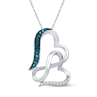 Infinity Heart Necklace 1/15 cttw Blue Diamonds Sterling Silver | Jared
