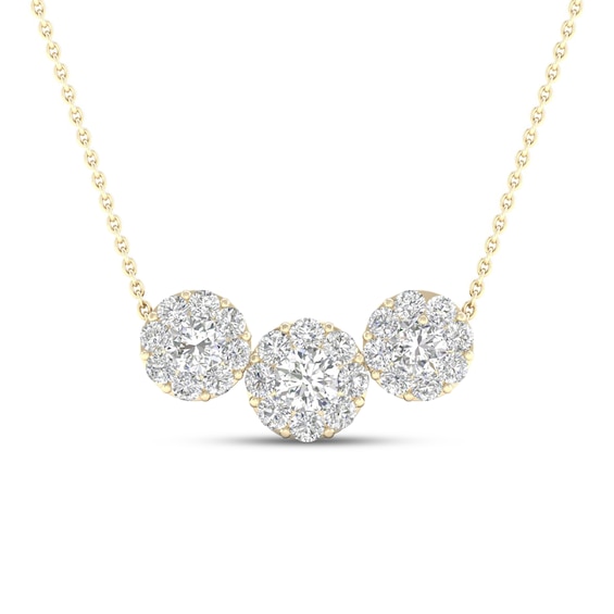 Three-Stone Diamond Necklace 1/2 ct tw Round 10K Yellow Gold | Jared