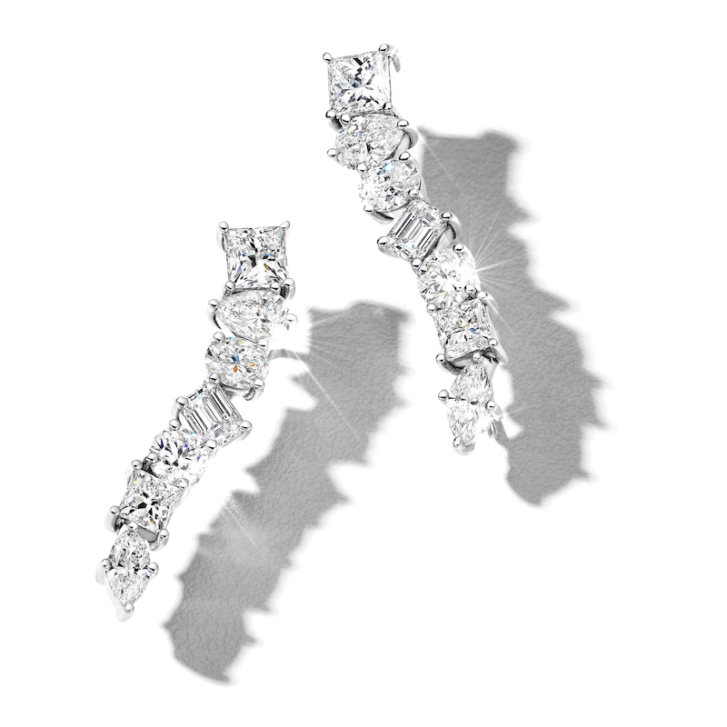 Jared Atelier Diamond Climber Earrings 4-7/8 ct tw Round/Princess/ Emerald/Oval/Pear/Marquise ...