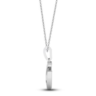 Diamond Horseshoe Pendant Necklace 1/10 ct tw Round 14K White Gold 18 ...