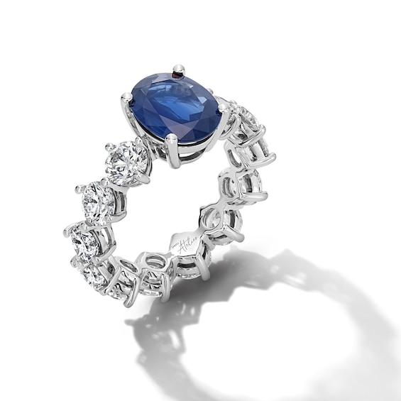 Jared Atelier Natural Blue Sapphire & Diamond Ring 4-3/4 ct tw Platinum ...