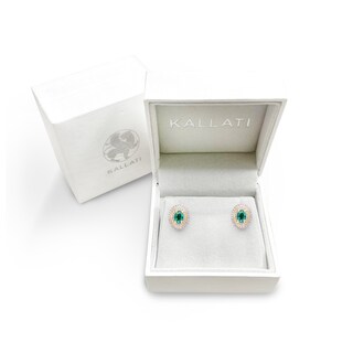 Kallati Oval-Cut Natural Emerald & Diamond Earrings 1/3 ct tw 14K ...