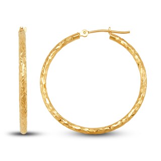 Diamond-Cut Tube Hoop Earrings 14K Yellow Gold 25mm | Jared