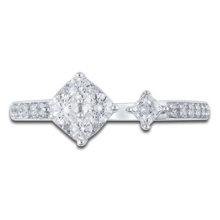 Diamond 2-Stone Cuff Ring 1/2 ct tw Round 10K White Gold | Jared
