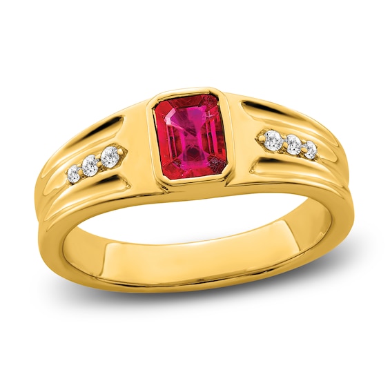 Men's Natural Ruby Ring 1/10 ct tw Round 14K Yellow Gold | Jared