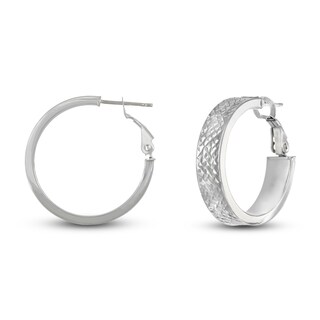 Diamond-Cut Hoop Earrings 14K White Gold 20mm | Jared