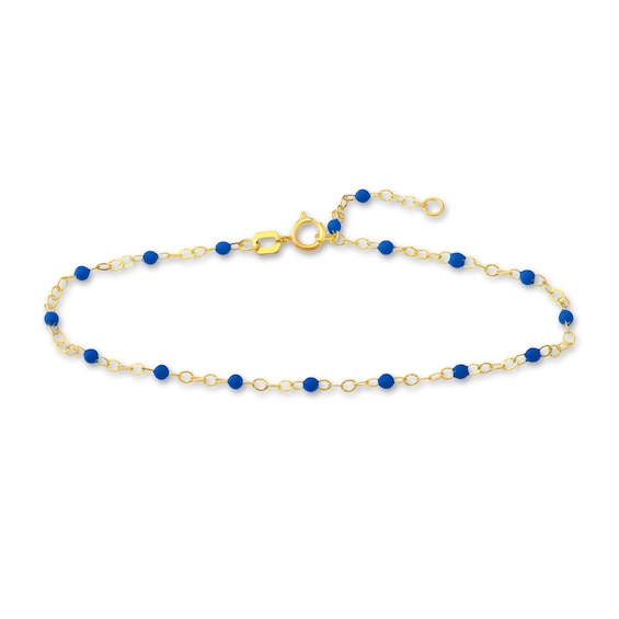 Bead Bracelet Blue Enamel 14K Yellow Gold 7.5" | Jared