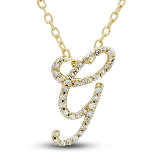 Diamond Initial G Pendant Necklace 1/10 ct tw Round 10K Yellow Gold 18 ...