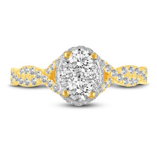 Diamond Oval Halo Engagement Ring 1 ct tw Round 14K Yellow Gold | Jared