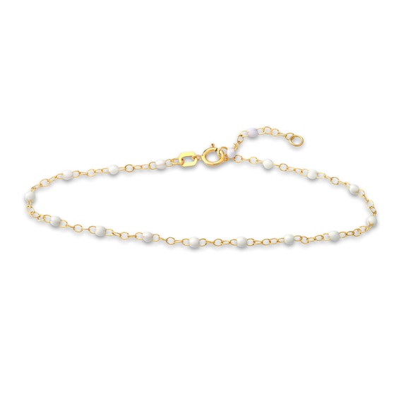 Bead Bracelet White Enamel 14K Yellow Gold 7.5" | Jared