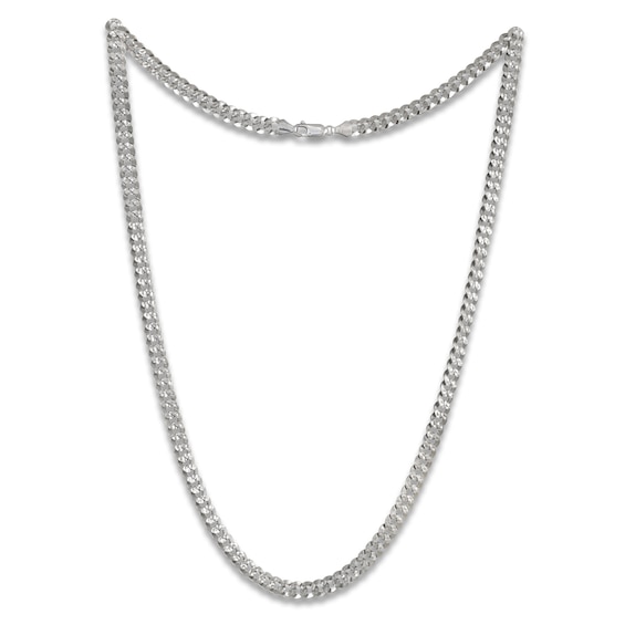 Solid Diamond-Cut Pave Curb Chain Necklace 14K White Gold 22" 6.0mm | Jared