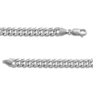 Solid Diamond-Cut Pave Curb Chain Necklace 14K White Gold 22" 6.0mm | Jared