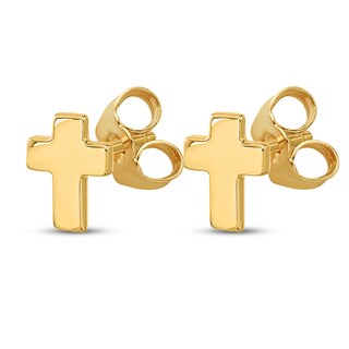 Cross Stud Earrings 14K Yellow Gold | Jared