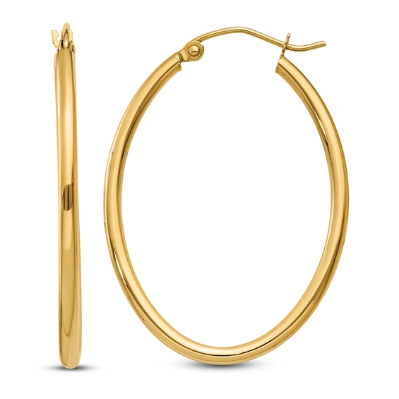 Polished Oval Hoop Earrings 14K Yellow Gold | Jared