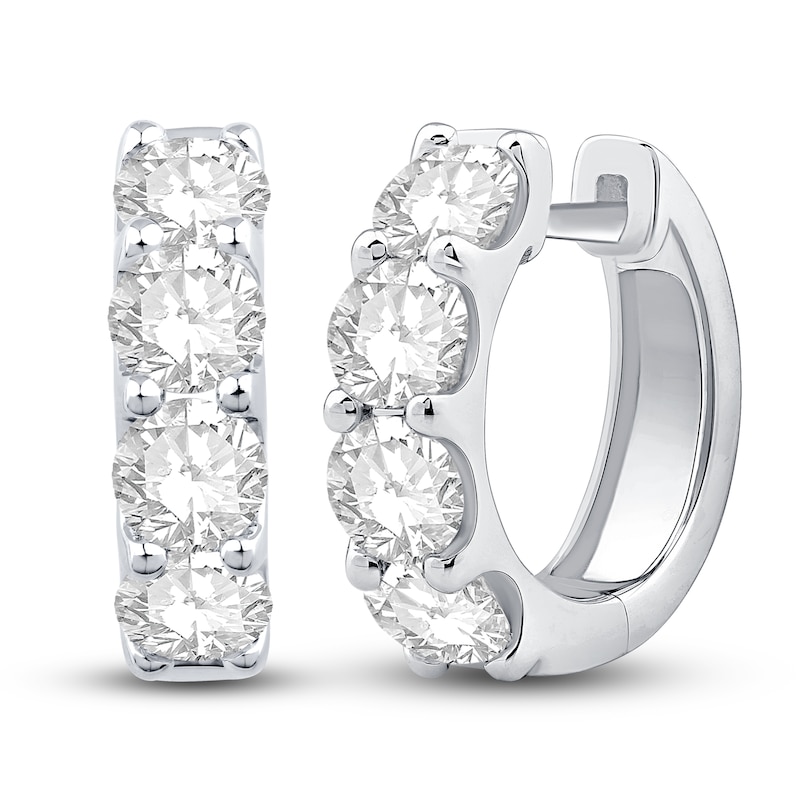 Diamond Hoop Earrings 2 Ct Tw Round 14k White Gold Jared
