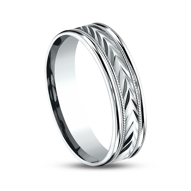 Wheat Milgrain Wedding Band 14k White Gold 6.0mm