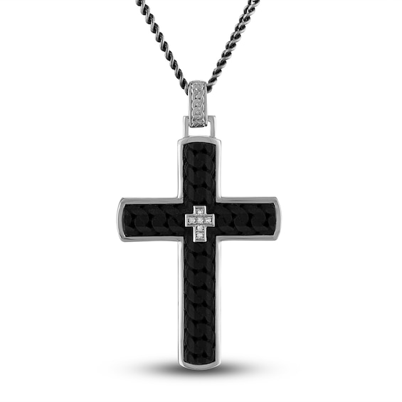 1933 by Esquire Men's Carbon Fiber Cross Pendant Necklace Sterling ...