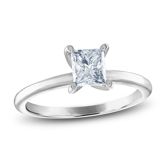 Certified Princess Diamond Solitaire Engagement Ring 1 ct tw 14K White ...