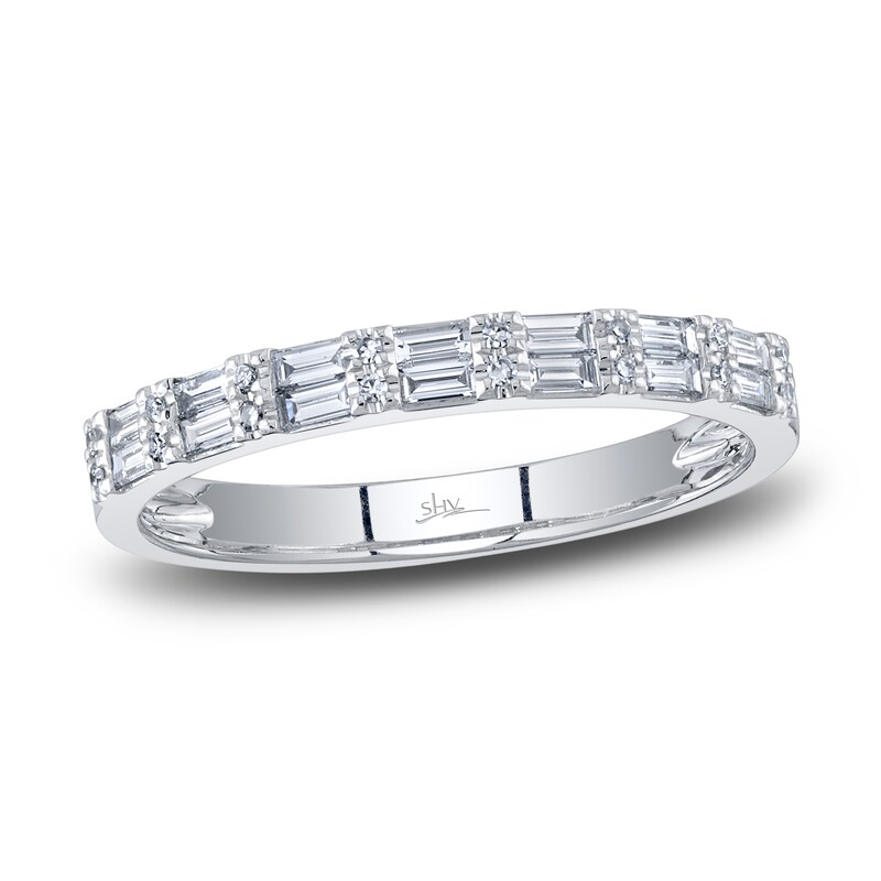 Shy Creation Diamond Ring 1/4 ct tw Round/Baguette 14K White Gold ...
