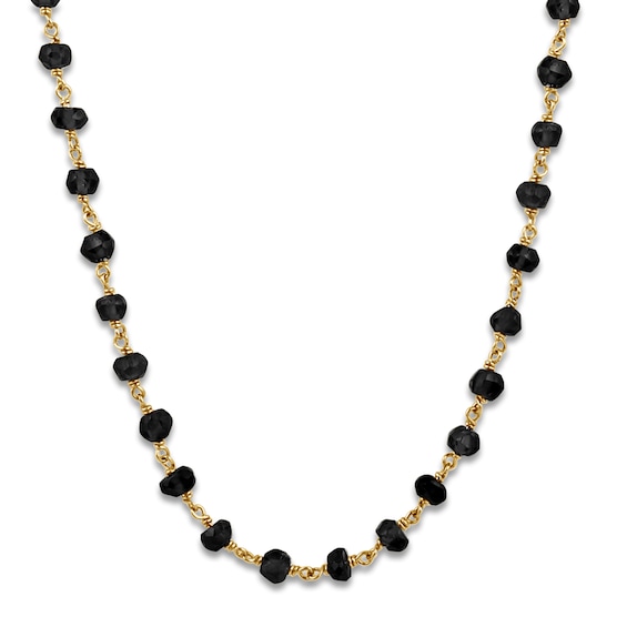 Charm'd by Lulu Frost Natural Black Spinel Bead Necklace 10K Yellow ...