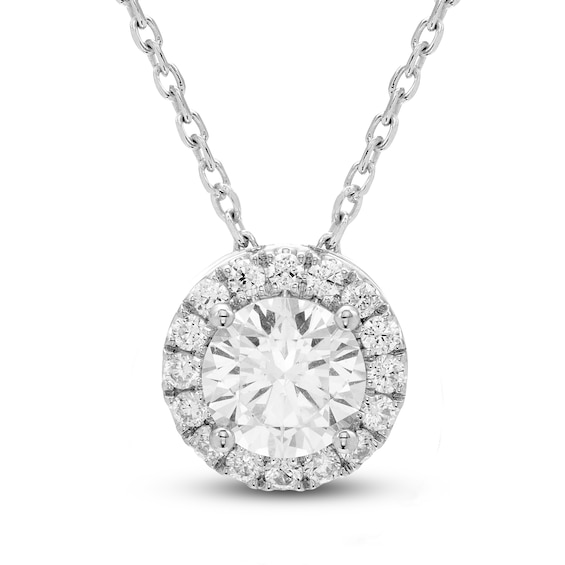 Diamond Halo Pendant Necklace 1 ct tw 14K White Gold | Jared