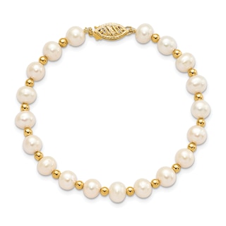 Freshwater Cultured Pearl Bead Bracelet 14K Yellow Gold 7-inch | Jared
