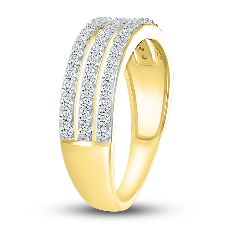 Diamond Triple Row Ring 1/2 ct tw Round 10K Yellow Gold | Jared