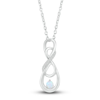 Lab-Created Opal & Diamond Infinity Necklace Sterling Silver | Jared