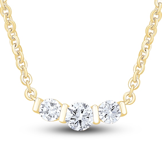 Diamond 3-Stone Pendant Necklace 1/2 ct tw Round 14K Yellow Gold | Jared