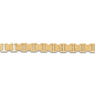 LUSSO by Italia D'Oro Men's Natural Onyx Bracelet 14K Yellow Gold 8.25 ...